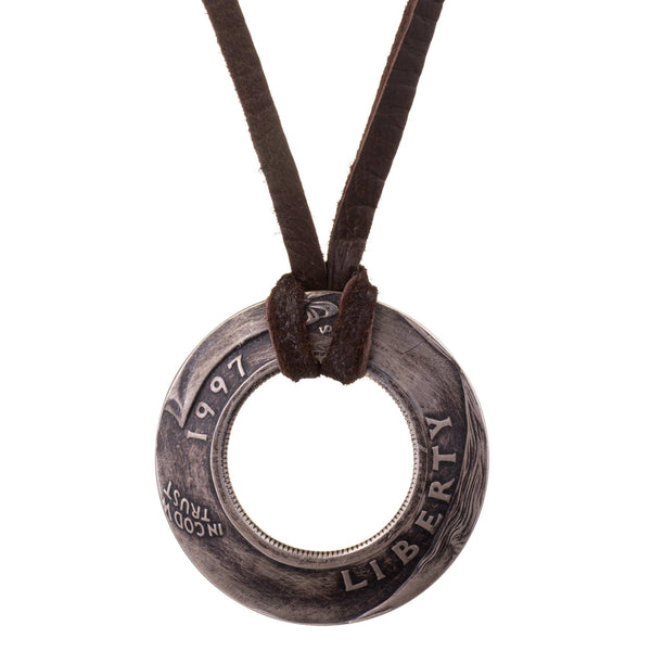 Silver Quarter Inverted Coin Pendant (1992-2018) with Deerskin Necklace ...