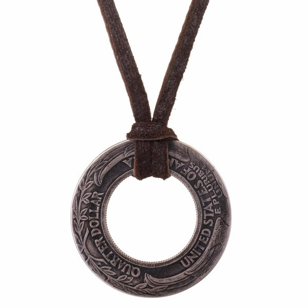 Silver Quarter Inverted Coin Pendant (1992-2018) with Deerskin Necklace ...