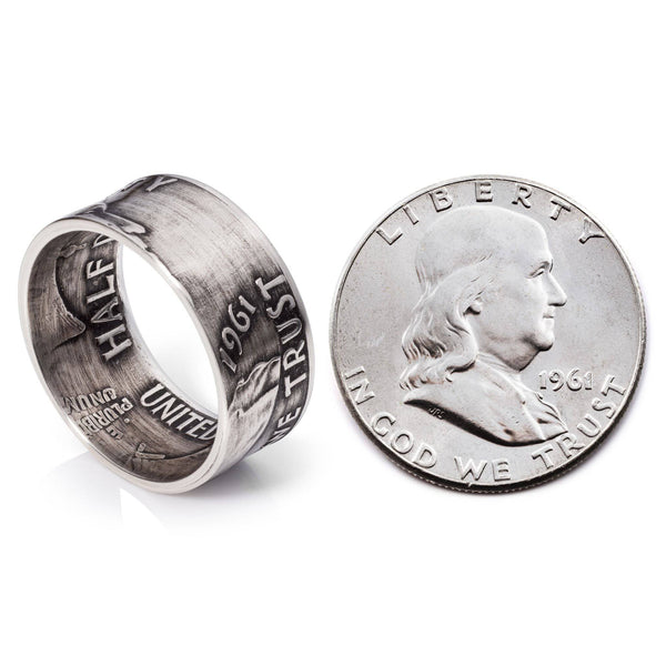 Men's Coin Ring: Franklin Half Dollar - Patina - 1948-1963 – Change To ...