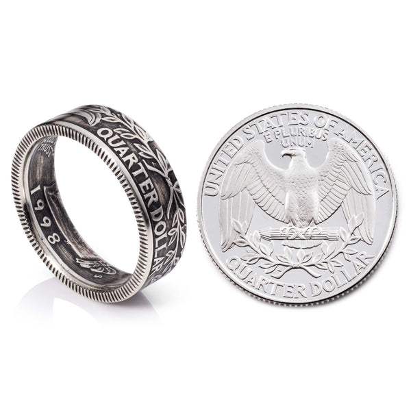 Coin Silver Ring: Quarter 'Tails' - Patina - 1992-1998 – Change To Treasure