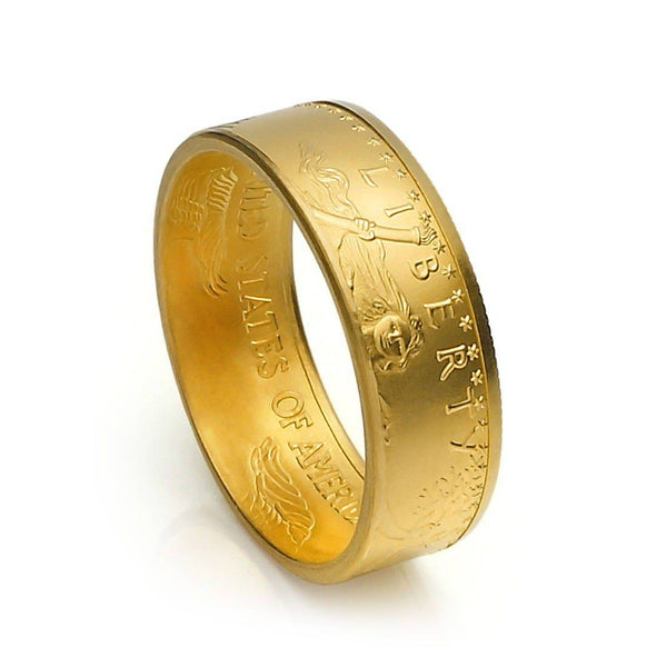 Coin Gold Ring | 1/2oz American Eagle | Heads | Satin – Change To Treasure