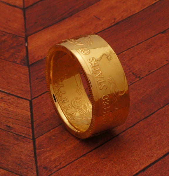 22k Gold Men's Ring | 1/2 oz Coin | Tails | Polished – Change To Treasure